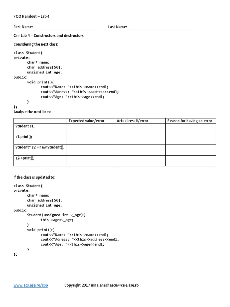 POO Handout - Lab 4 PDF | Download Free PDF | Object Oriented Programming | Computer Programming