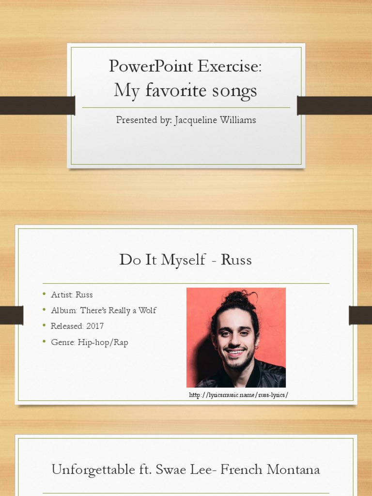 Powerpoint Exercise:: My Favorite Songs | PDF