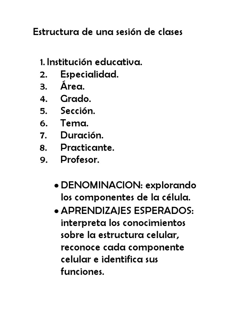 Estructura de Una Sesión de Clases | PDF