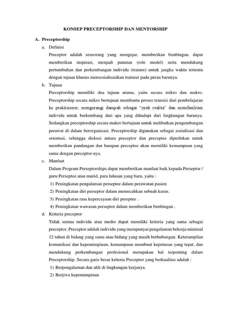 Konsep Preceptorship dan Mentorship | PDF | Karier & Perkembangan