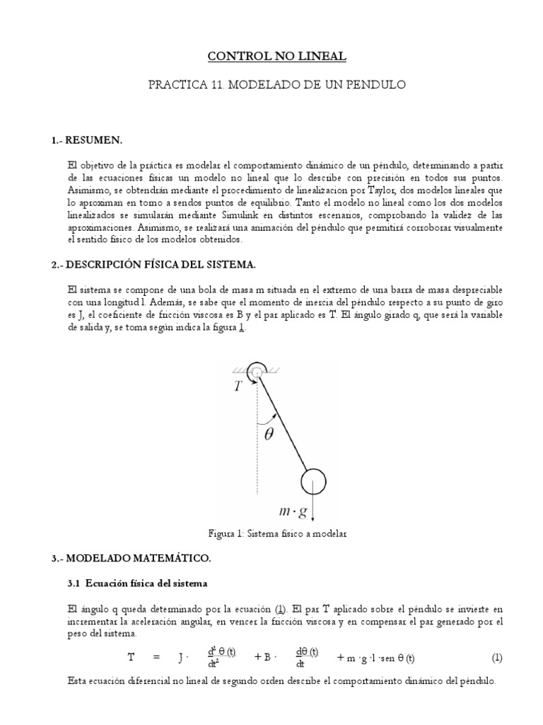 Practica 11 Pendulo Invertido | PDF | Péndulo | Sistema no lineal