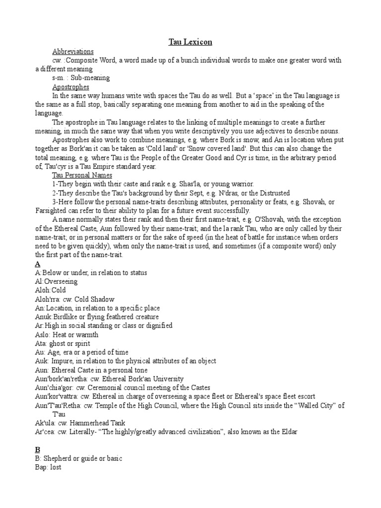 Warhammer 40k-Tau-Lexicon | PDF | Nature