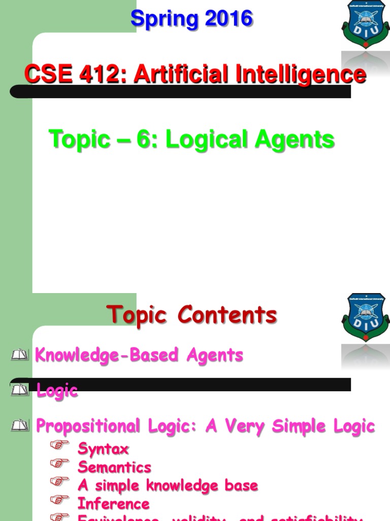 Topic - 6 (Logical Agents) | Download Free PDF | Logical Consequence | If And Only If