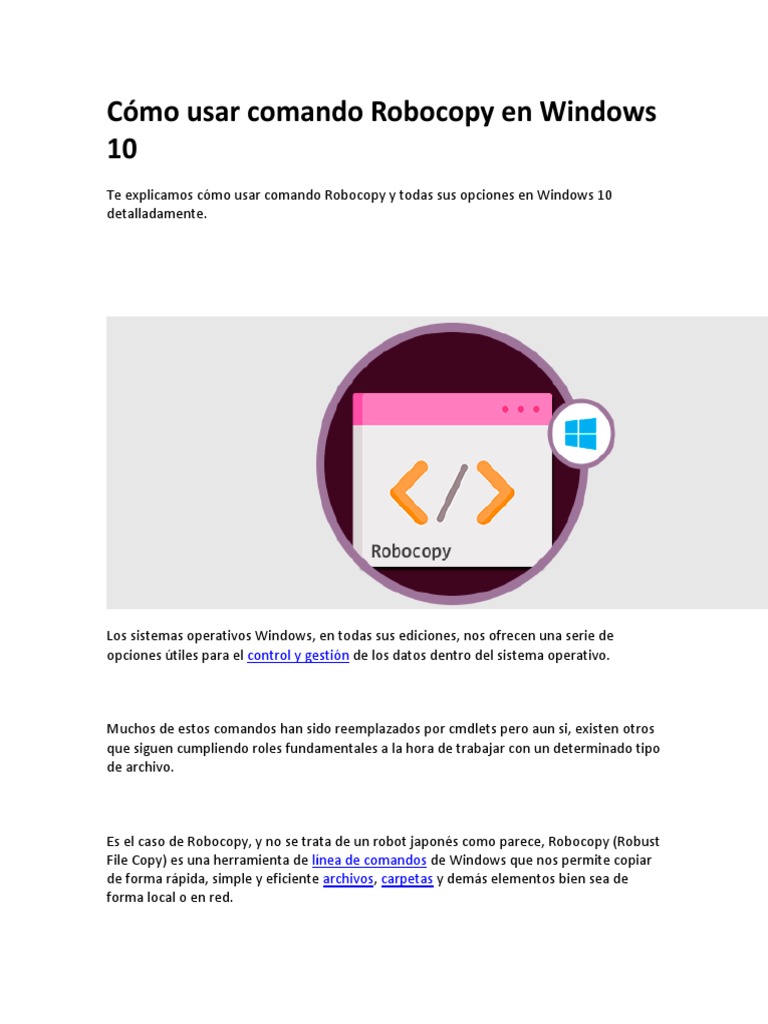 Uso Del Comando Robocopy en Windows 10 | PDF