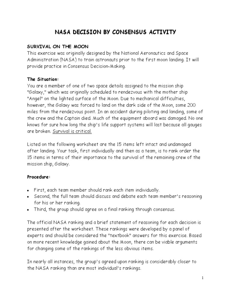 NASA Decision by Consensus | PDF | Nasa | Consensus Decision Making