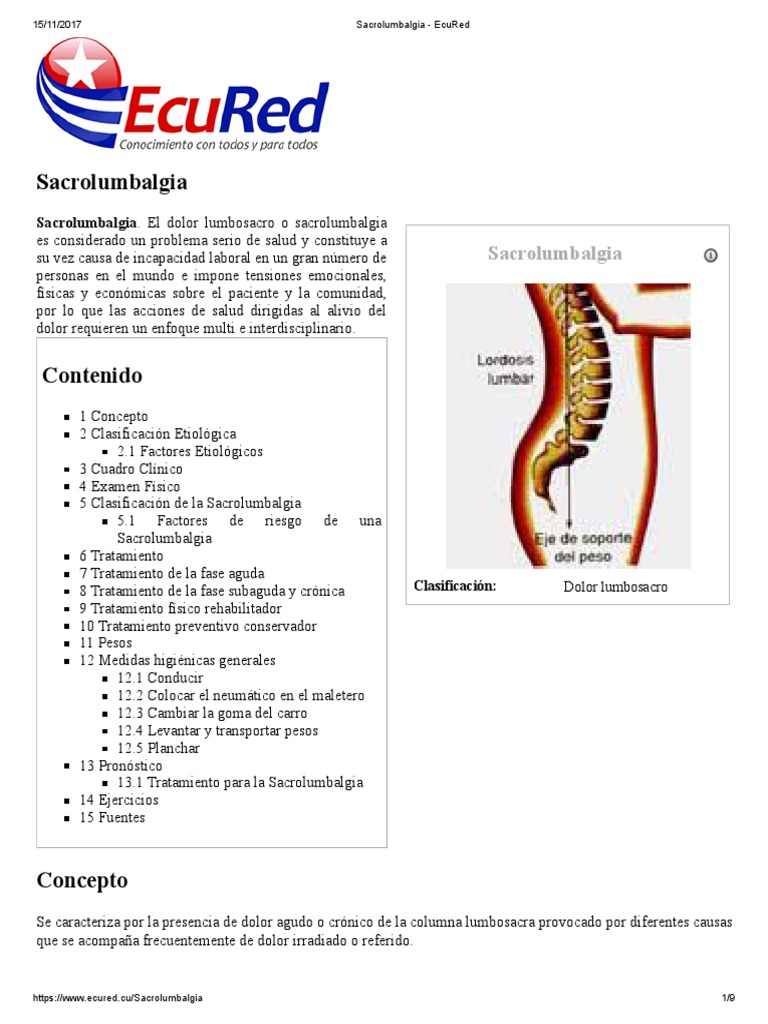 Clasificación y tratamiento del dolor lumbosacro (sacrolumbalgia) | PDF ...