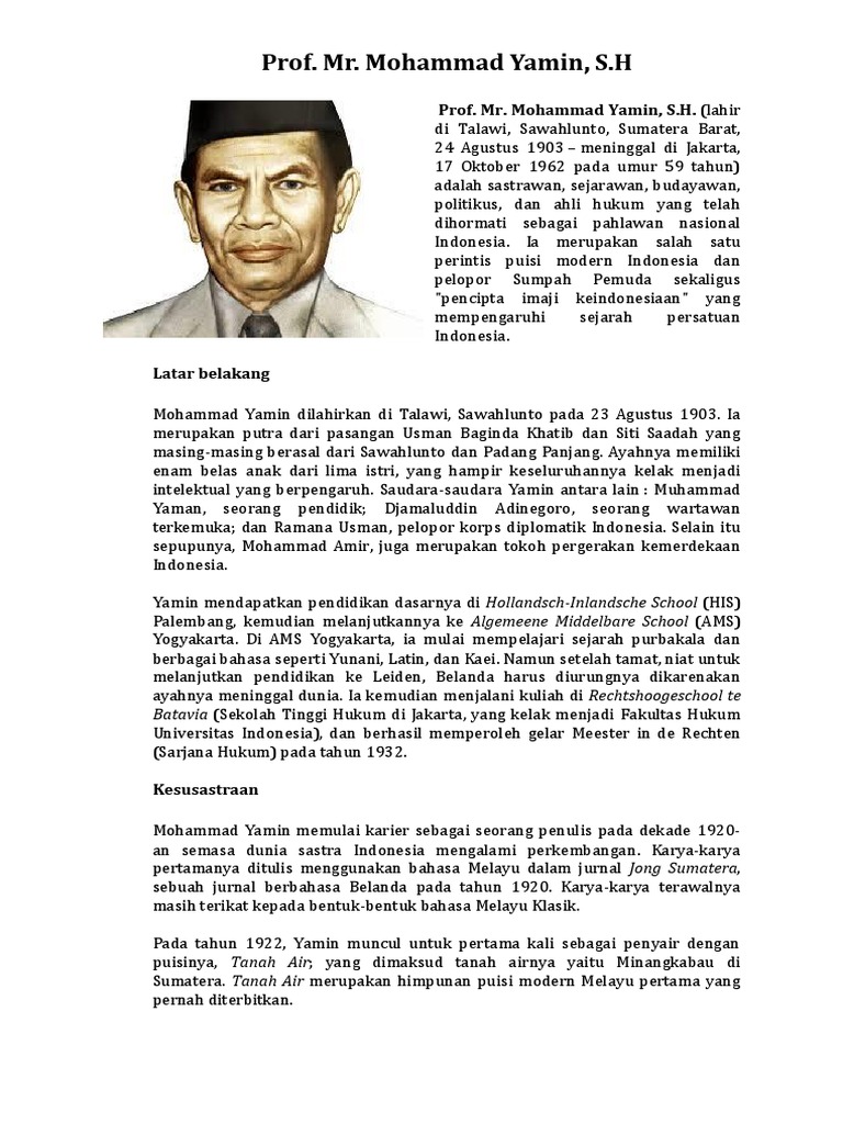 Biografi Dan Profil Mohammad Yamin | PDF