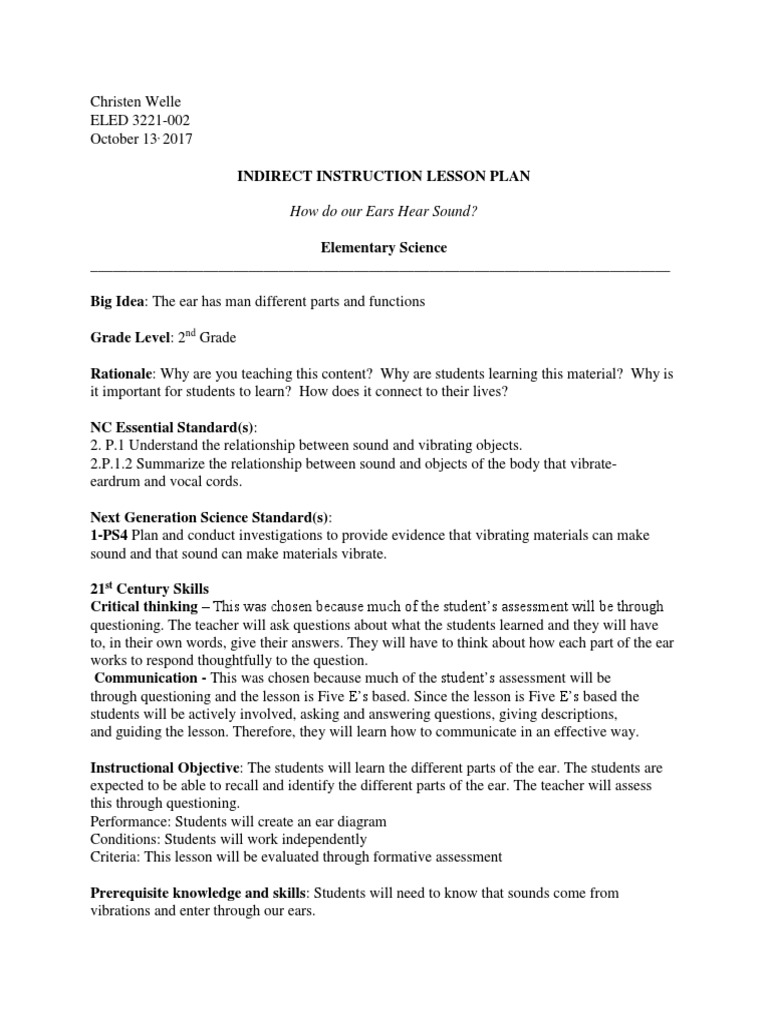 Sound Lesson Plan | Download Free PDF | Educational Assessment | Lesson ...