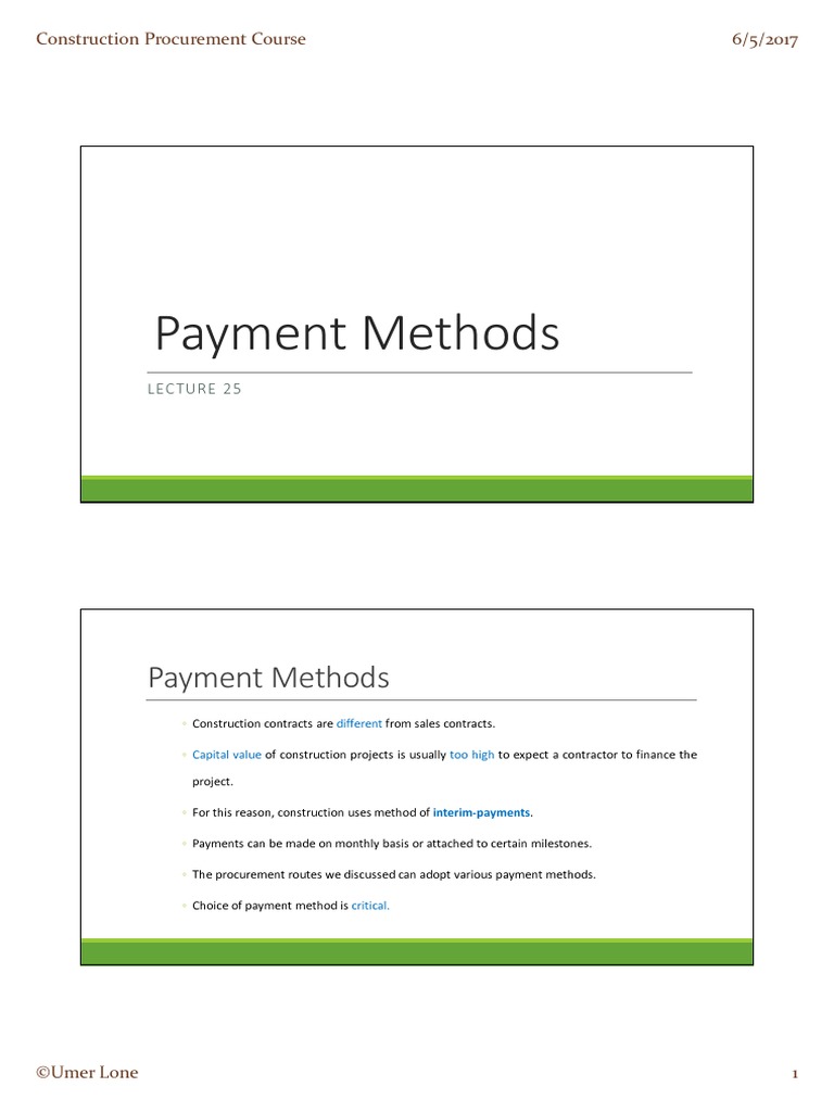 Lecture 25 Payment Methods | PDF