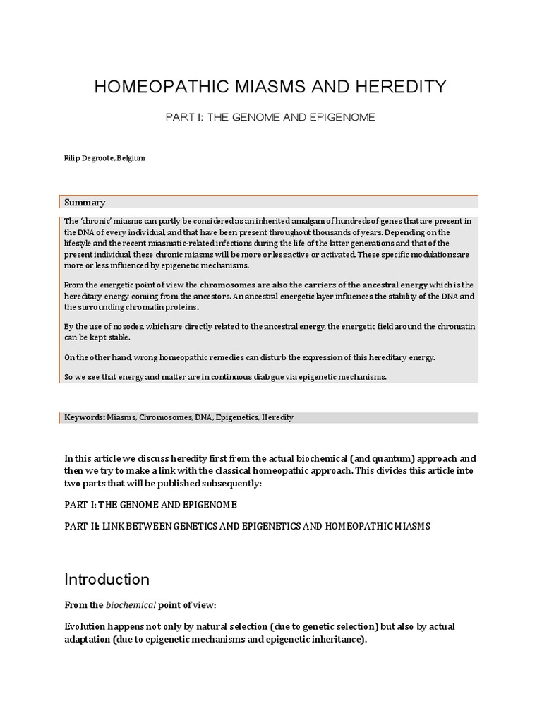 Homeopathic Miasms and Heredity | Download Free PDF | Retrovirus ...