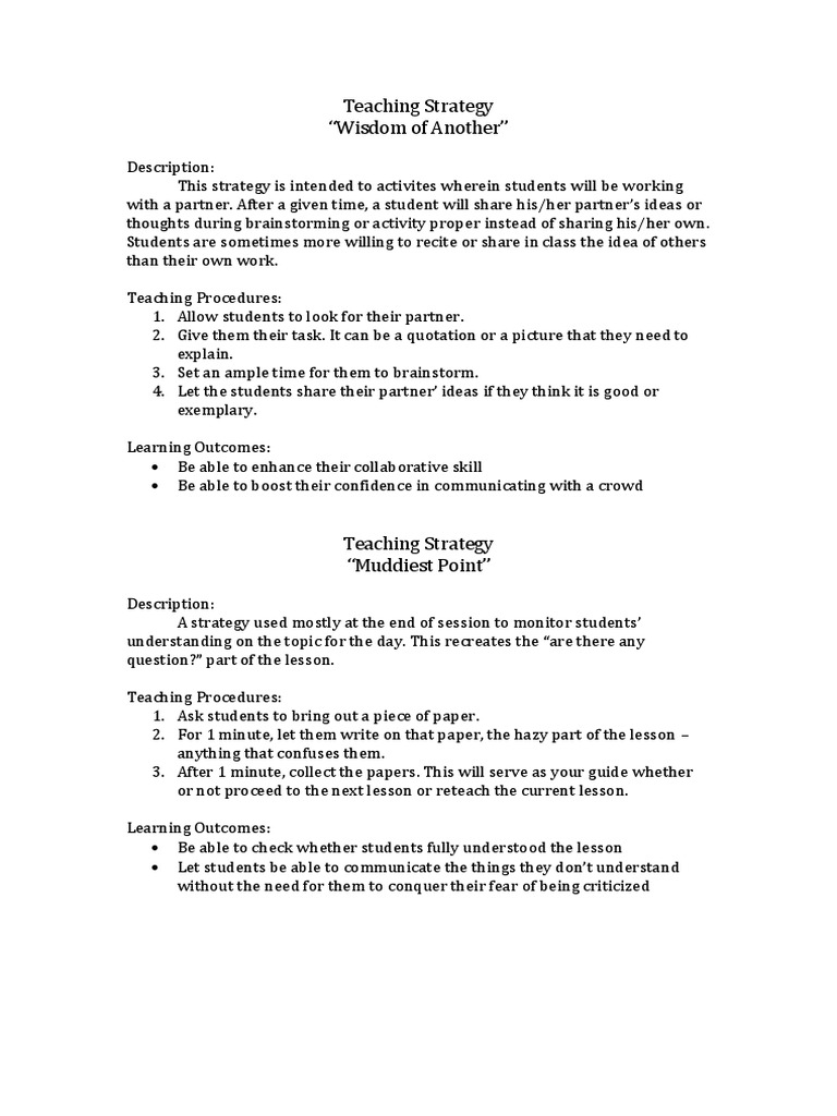 Teaching Strategies and IMs | PDF | Brainstorming | Learning