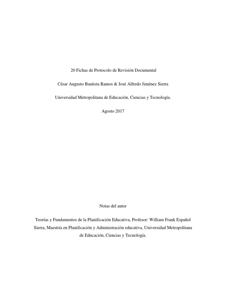 20 Fichas de Revision Documental | PDF | Planificación | Conocimiento