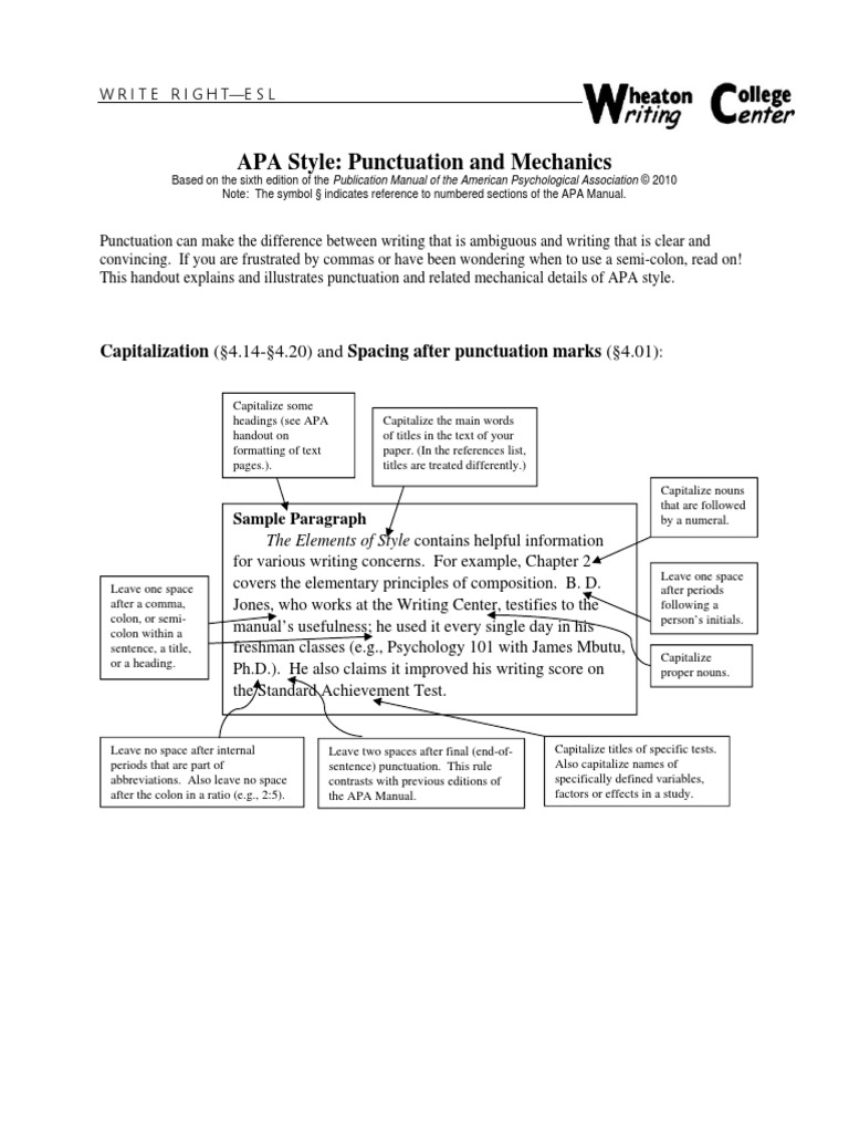 APA Style: Punctuation and Mechanics | PDF | Bracket | Punctuation