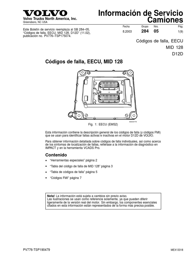 Codigos de Falla EECU MID 128 PDF | PDF | Electricidad | Ingenieria Eléctrica