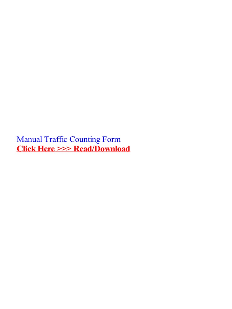 Manual Traffic Counting Form | PDF | Traffic | Road Surface