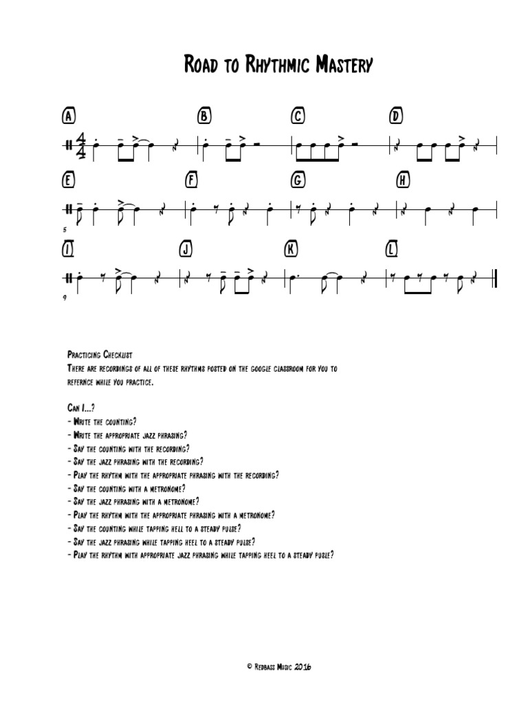 Road To Rhythmic Mastery - Practice Checklist PDF | PDF