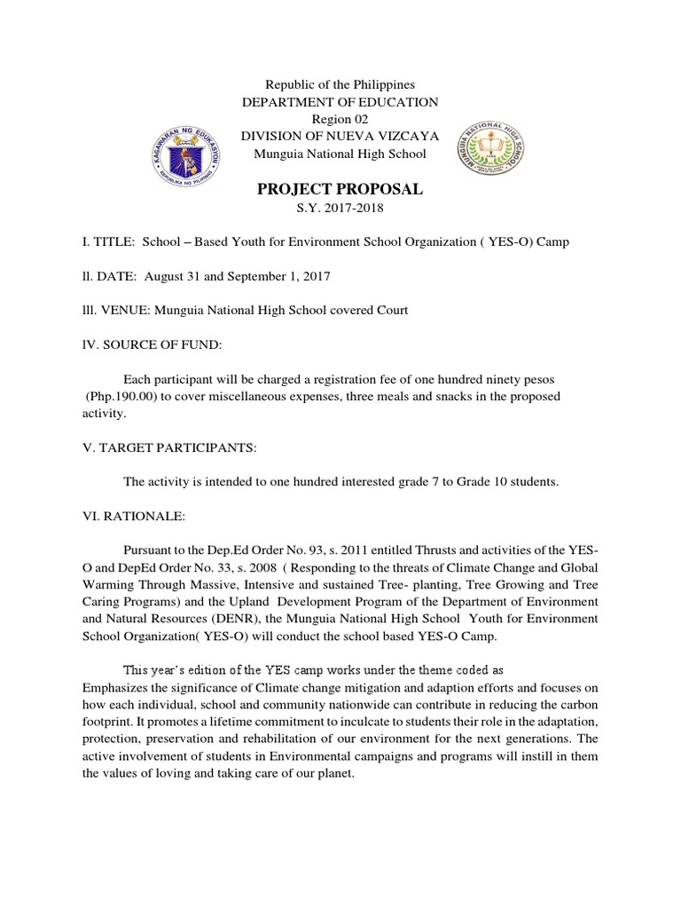 PROPOSAL OF YES-O CAMP.docx | Environmentalism | Natural Environment