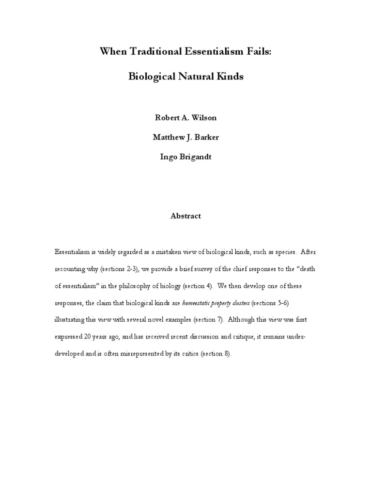 Wilson, Baker | PDF | Essentialism | Species