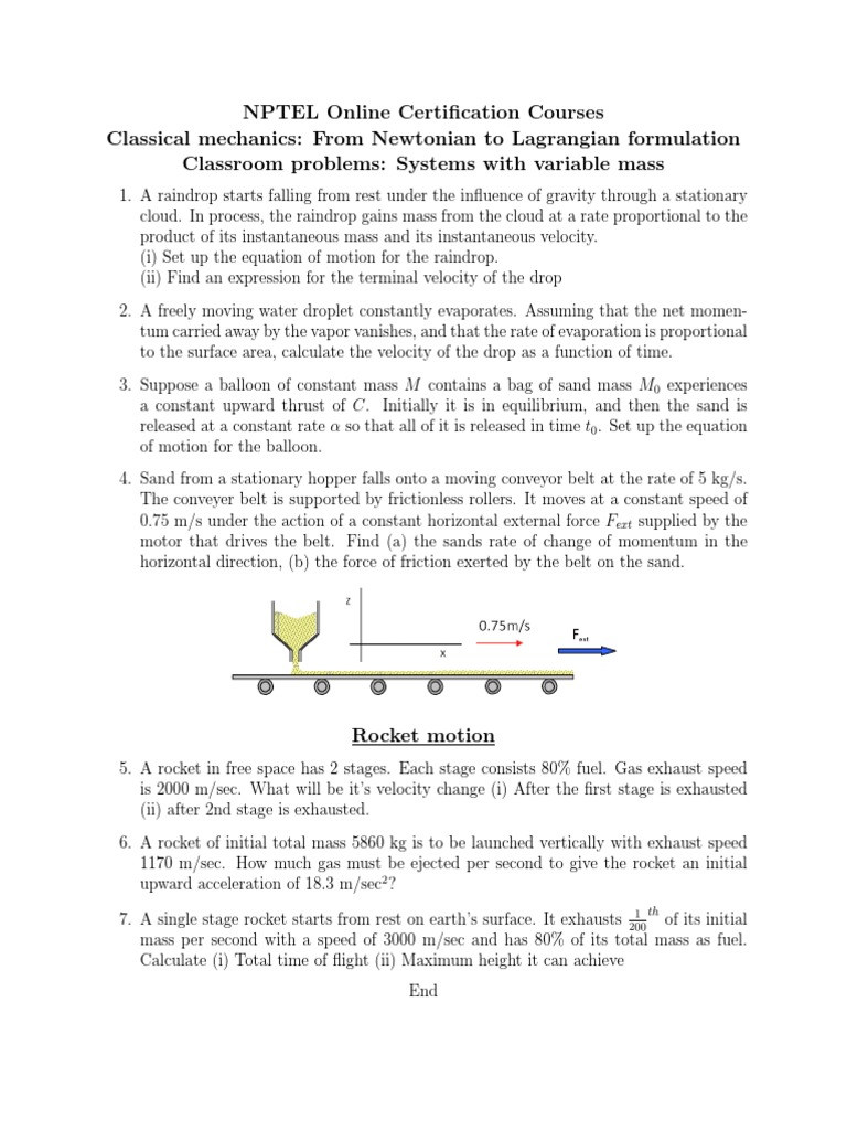 Systems With Variable Mass PDF | PDF