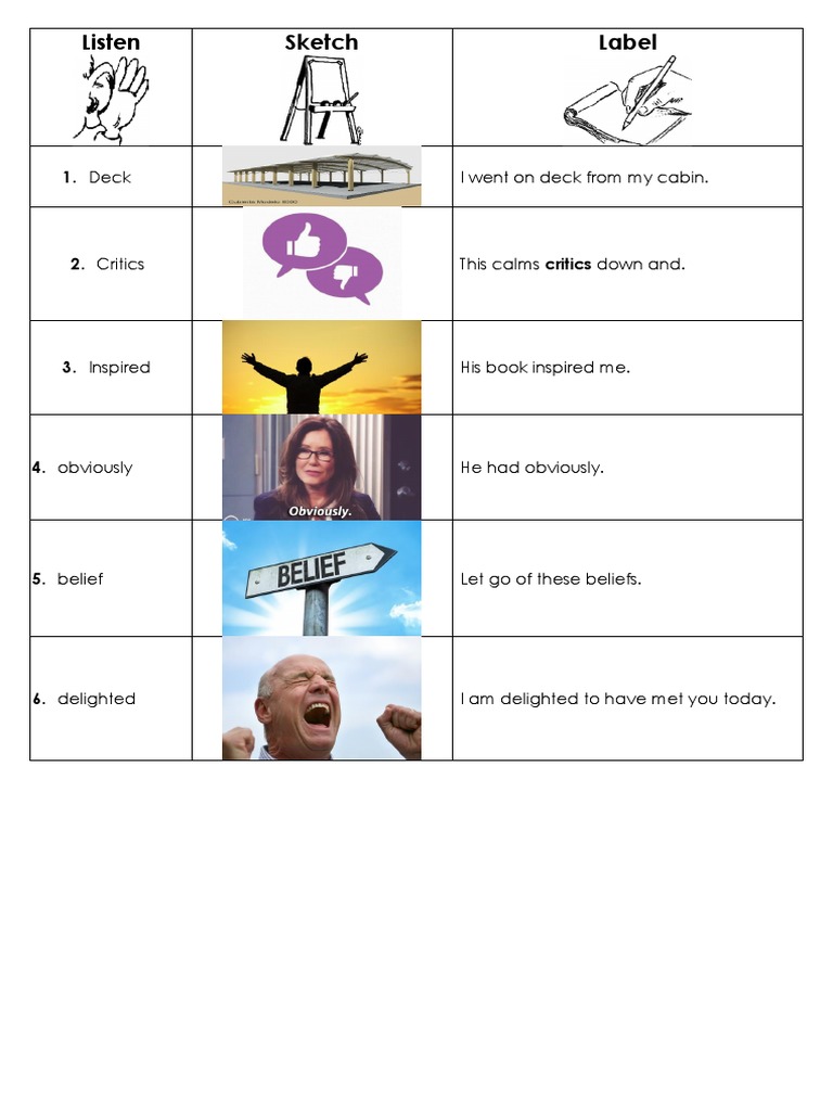 Listen Sketch and Label | PDF
