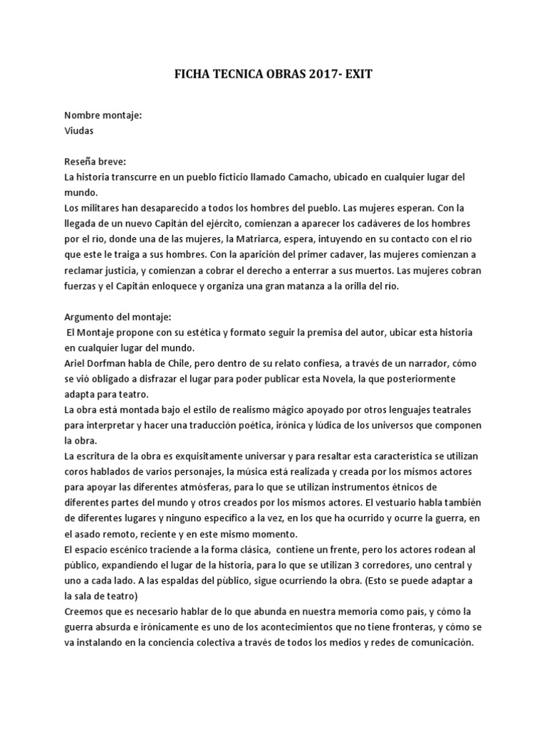 Ficha Técnica EXIT 2017 | PDF | Teatro