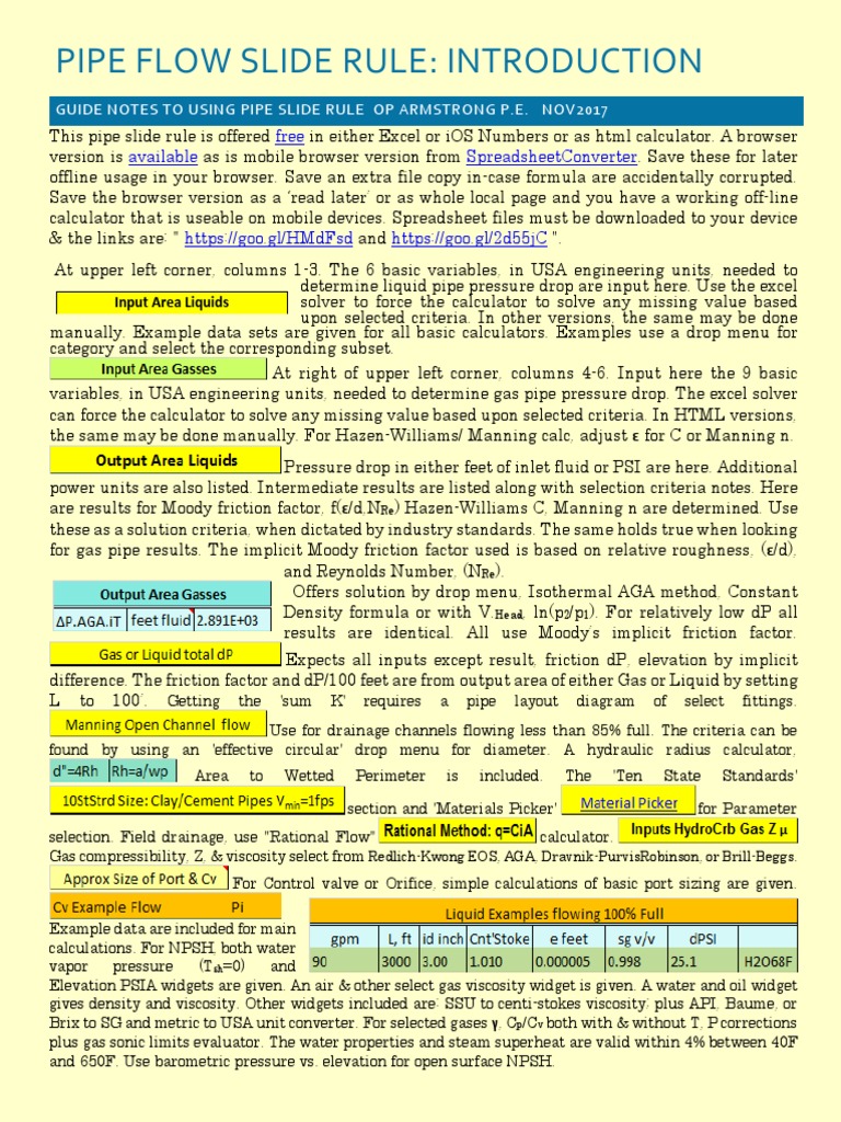 Pipe Flow & Hydraulics Slide Rule | PDF | Gases | Viscosity