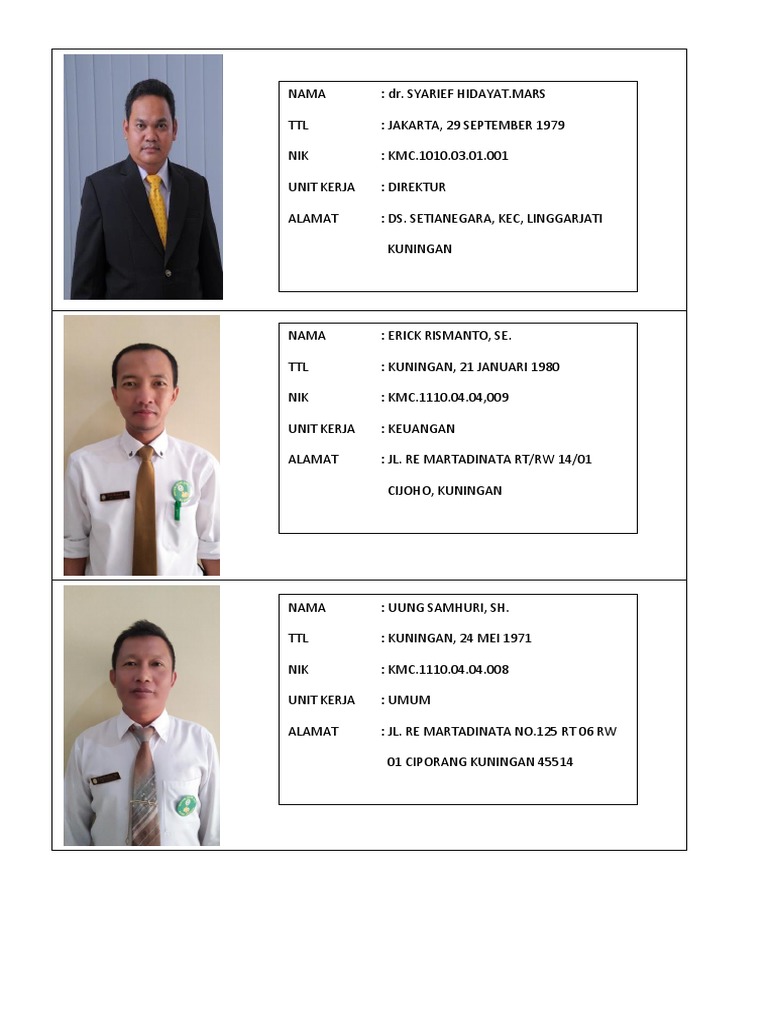 Data Untuk Kartu | PDF