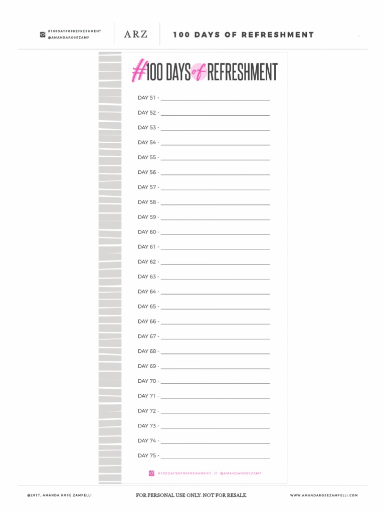 100 Days of Refreshment: #100daysofrefreshment at Amandarosezamp | PDF