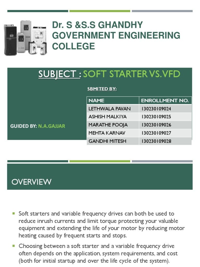 Soft Starter Vs VFD | PDF | Electrical Components | Electricity
