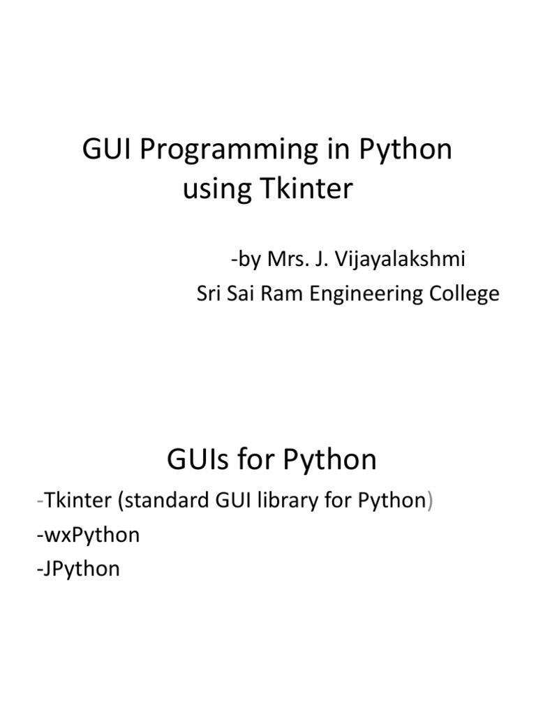 GUI Programming in Python Using Tkinter | Download Free PDF | Graphical ...
