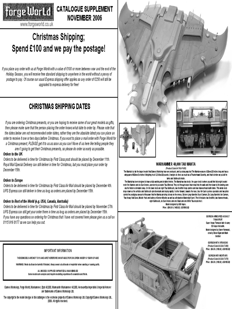 Forge World Catalogue - 2006.10 | PDF | Mail | Tanks