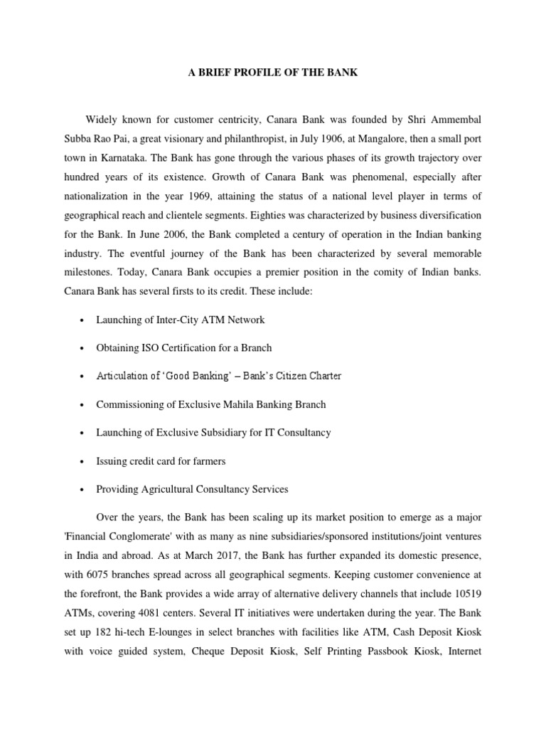A Brief History and Overview of Canara Bank: Tracing its Growth from ...
