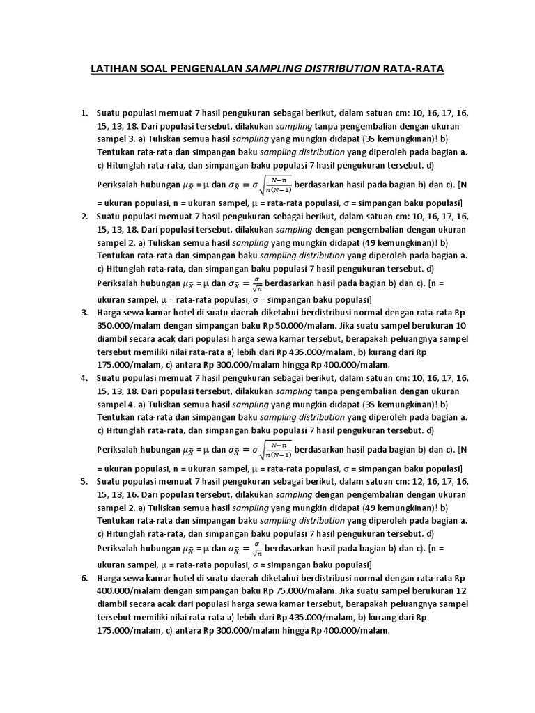 Latihan Soal Pengenalan Sampling Distribution Rata | PDF