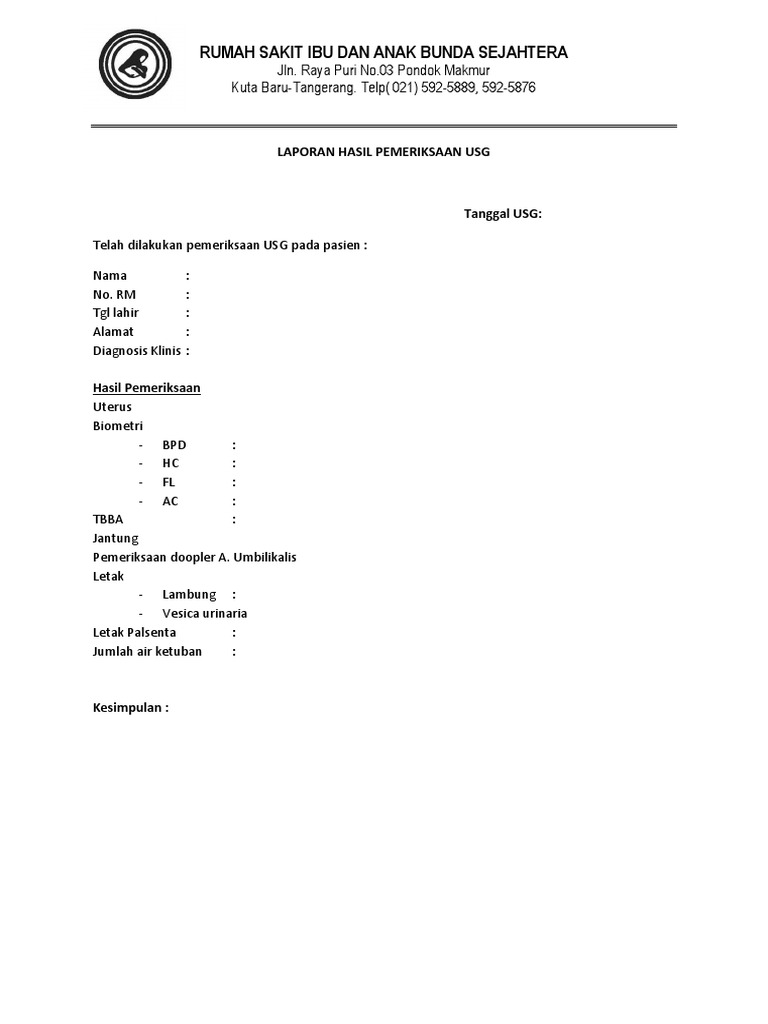 Laporan Hasil Pemeriksaan Usg | PDF