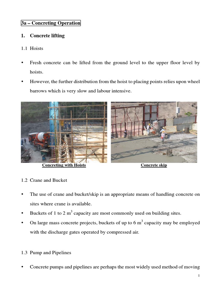 3a - Concreting Operation 1. Concrete Lifting | PDF | Crane (Machine ...