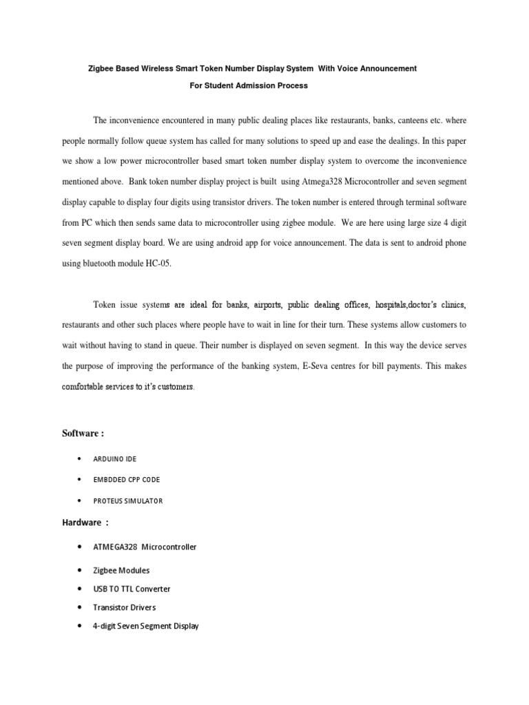 Zigbee Based Token Number Display | PDF