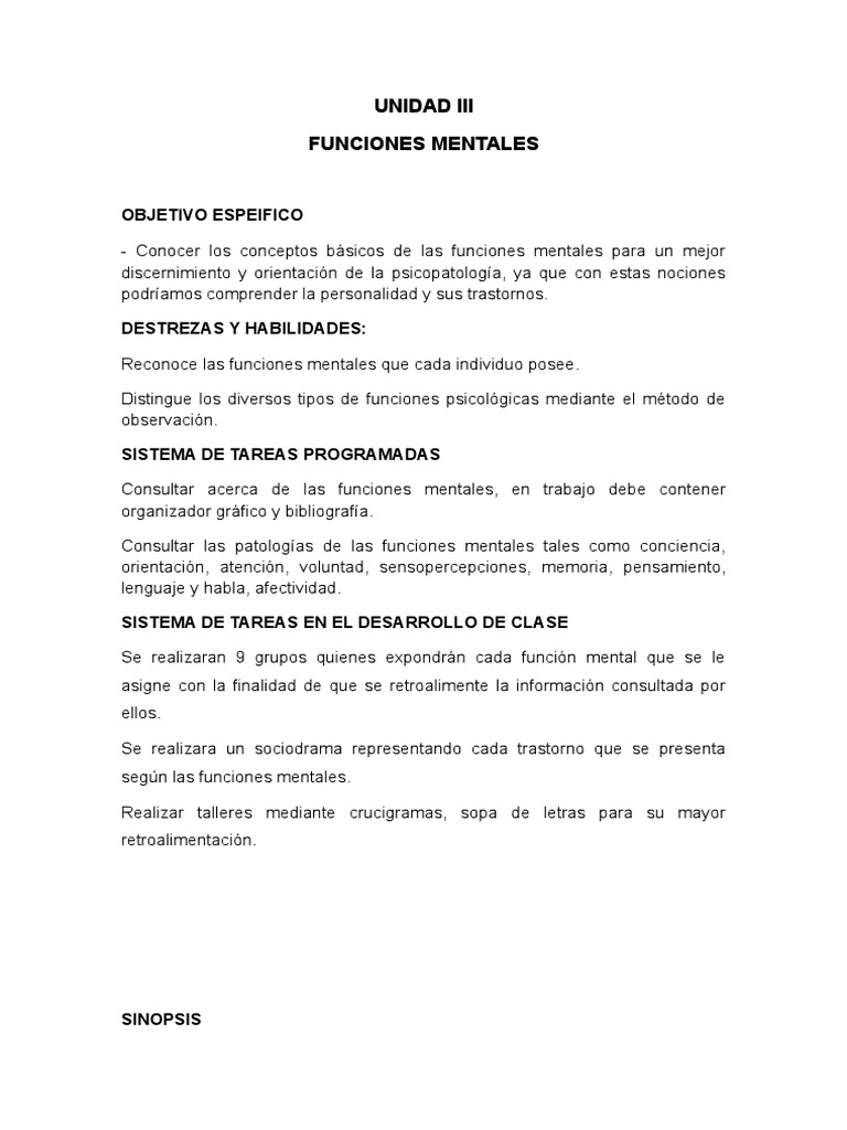 Funciones Mentales | PDF | Memoria | Atención