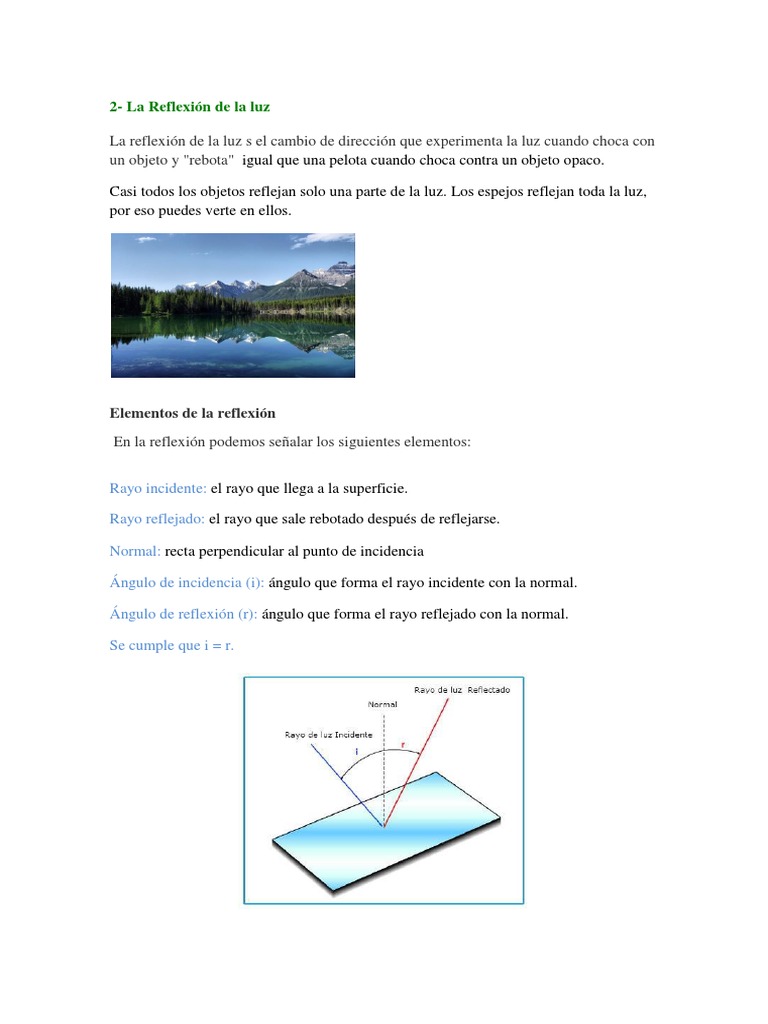 Reflexión de la Luz: Conceptos Clave | PDF
