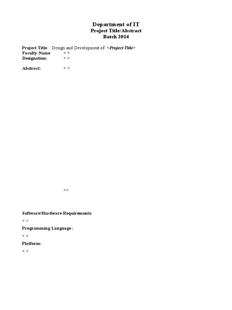 Format Final Year Project Titles Abstract IT Batch2014 | PDF ...
