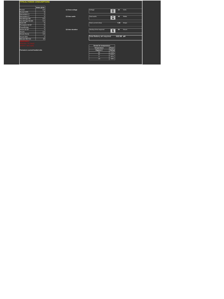 UPS Load Calculator Spreadsheet | PDF