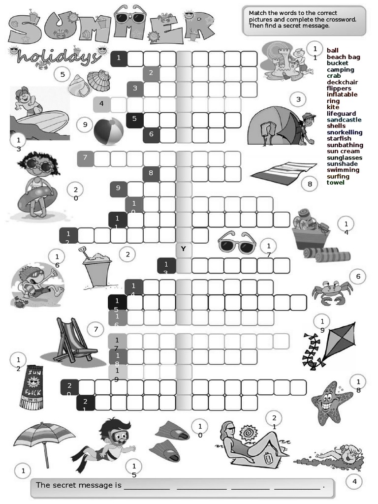 Summer Holidays Crossword | PDF | Outdoor Recreation | Swimming