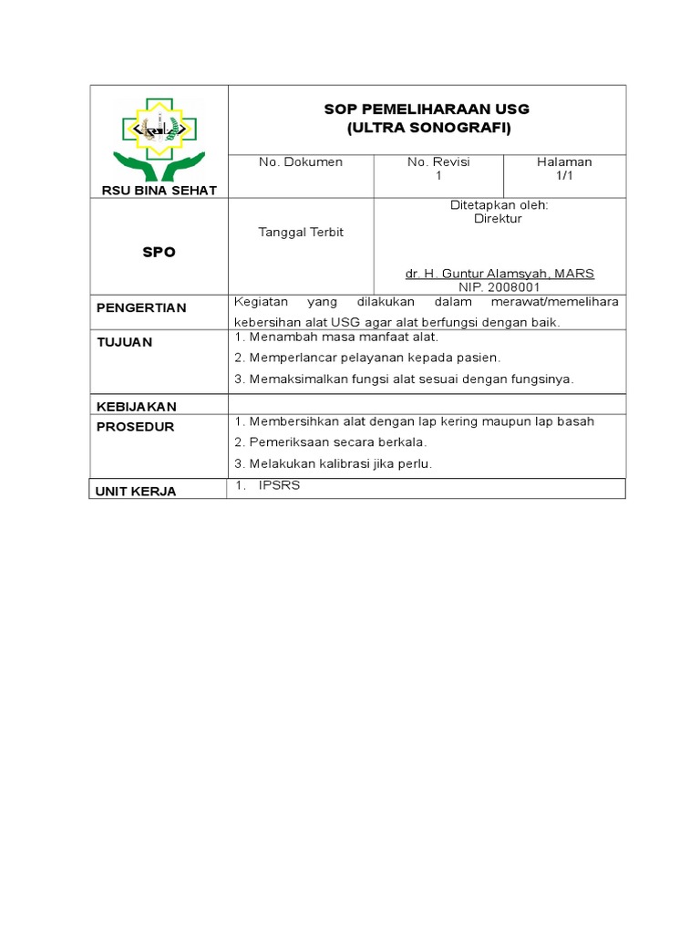 Spo Pemeliharaan Usg | PDF