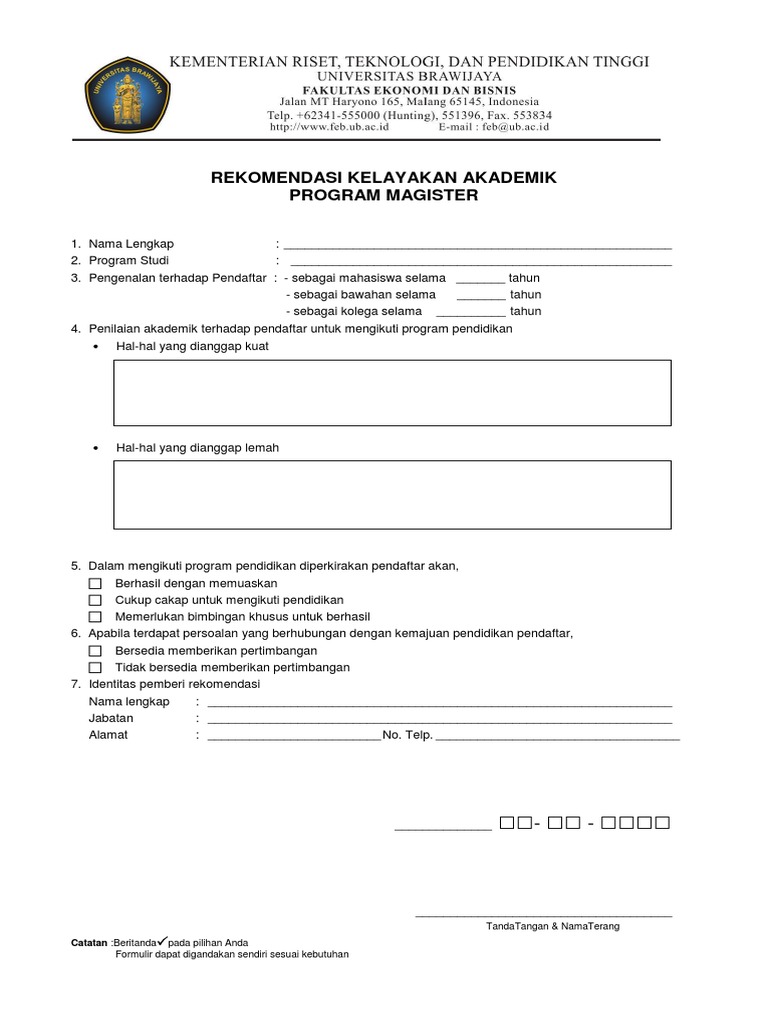 Form Rekomendasi S2 | PDF | Karier & Perkembangan