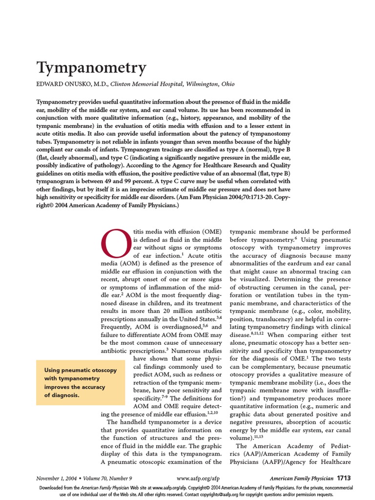 Tympanometry Guideline PDF | PDF | Ear | Auditory System