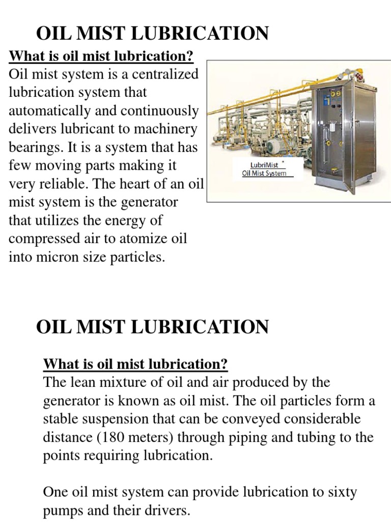Pure Oil Mist Presentation | PDF | Bearing (Mechanical) | Oil