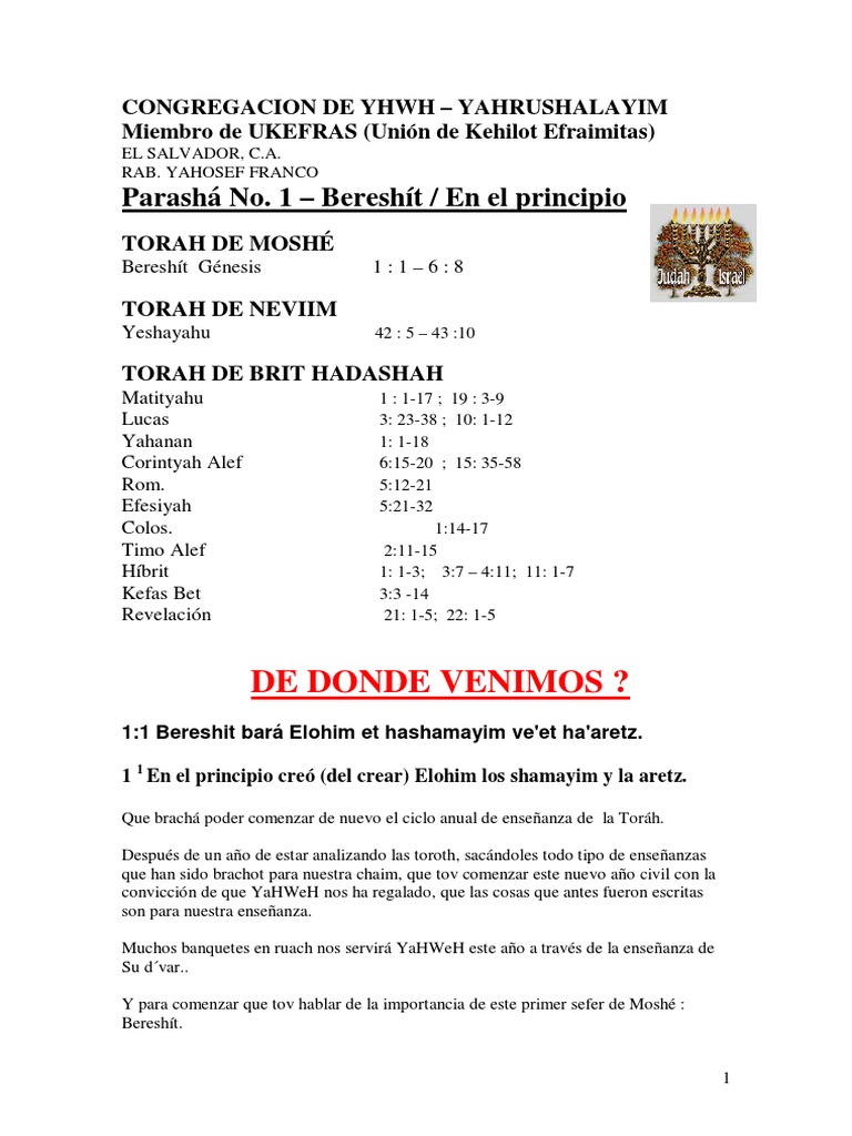 Bereshit | PDF | Yahvé | Libro del Génesis