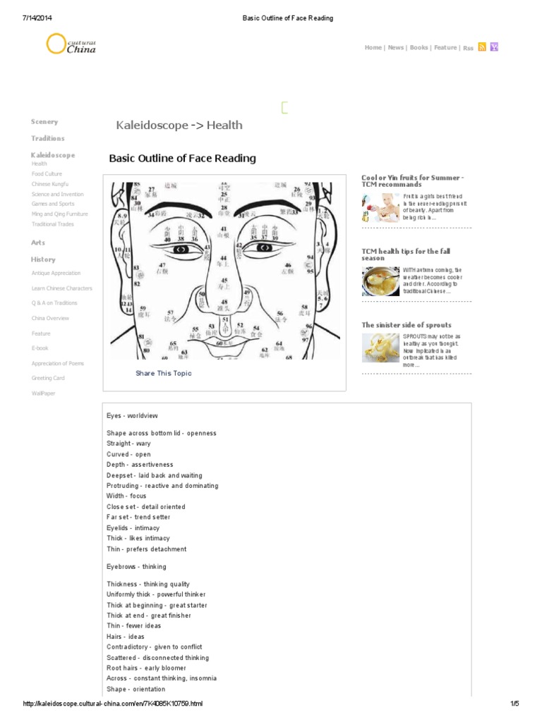 Basic Outline of Face Reading | PDF | China | World Politics