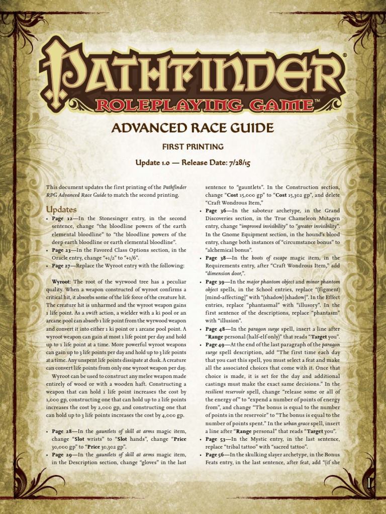 Pathfinder Advanced Races