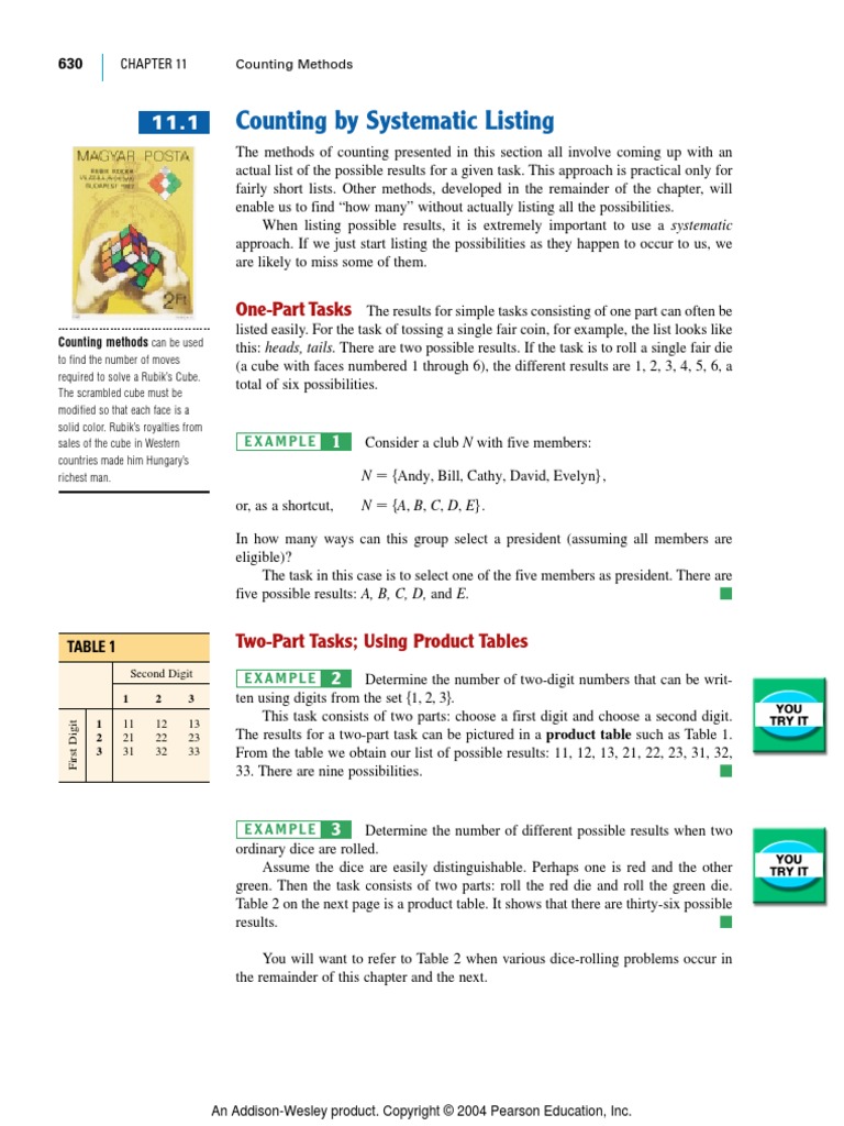 Counting by Systematic Listing: One-Part Tasks | PDF