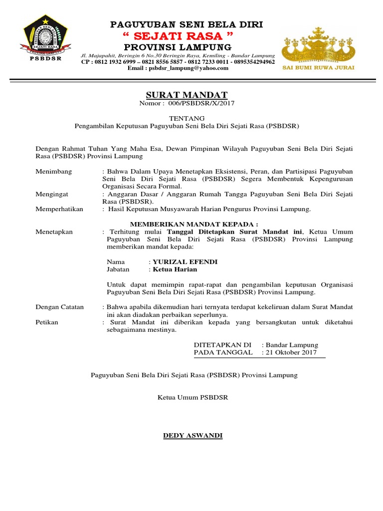 Surat Mandat | PDF